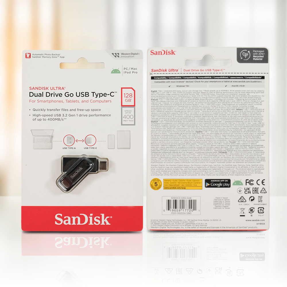 فلش مموری سن دیسک مدل SanDisk 128GB Type-C USB 3.2 Gen1Ultra Dual Drive ...